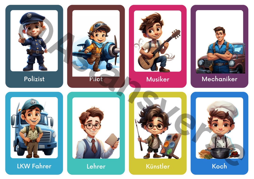 Flashcards for Kids Flashcards Lernkarten Zum Thema Berufe - Etsy