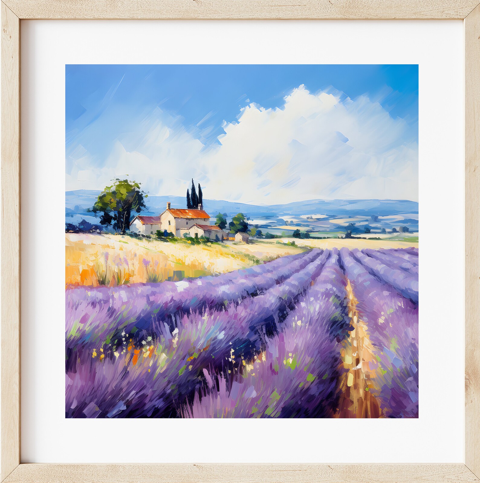Provence Lavender Fields in France, Beautiful Impressionist Style ...