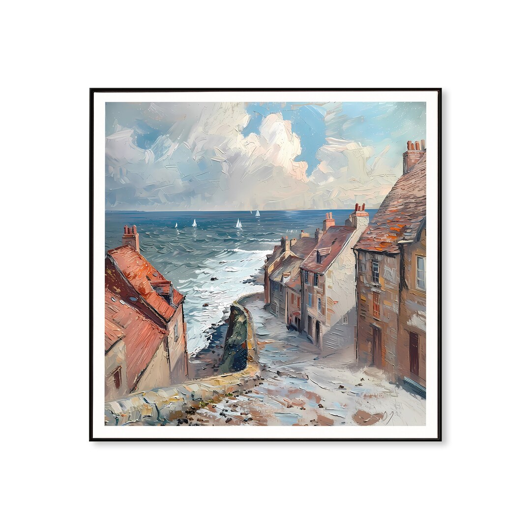 Whitby Town Yorkshire Print, Yorkshire Artwork, United Kingdom, Whitby ...