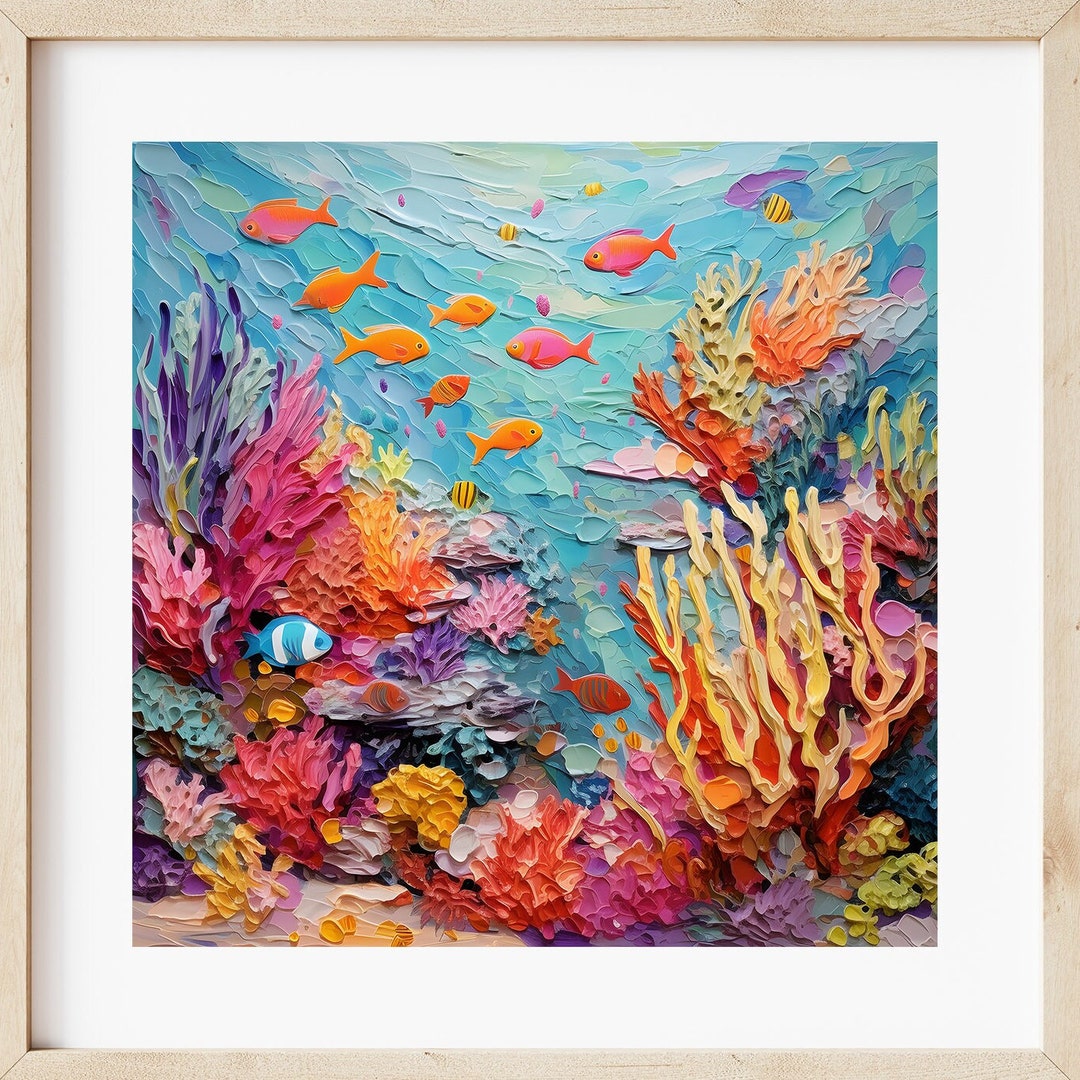 Ocean Coral Reef Print, Feel Good, Happy Space, Wall Decor, Bold ...