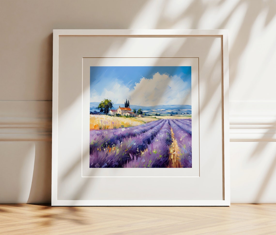 Provence Lavender Fields in France, Beautiful Impressionist Style ...