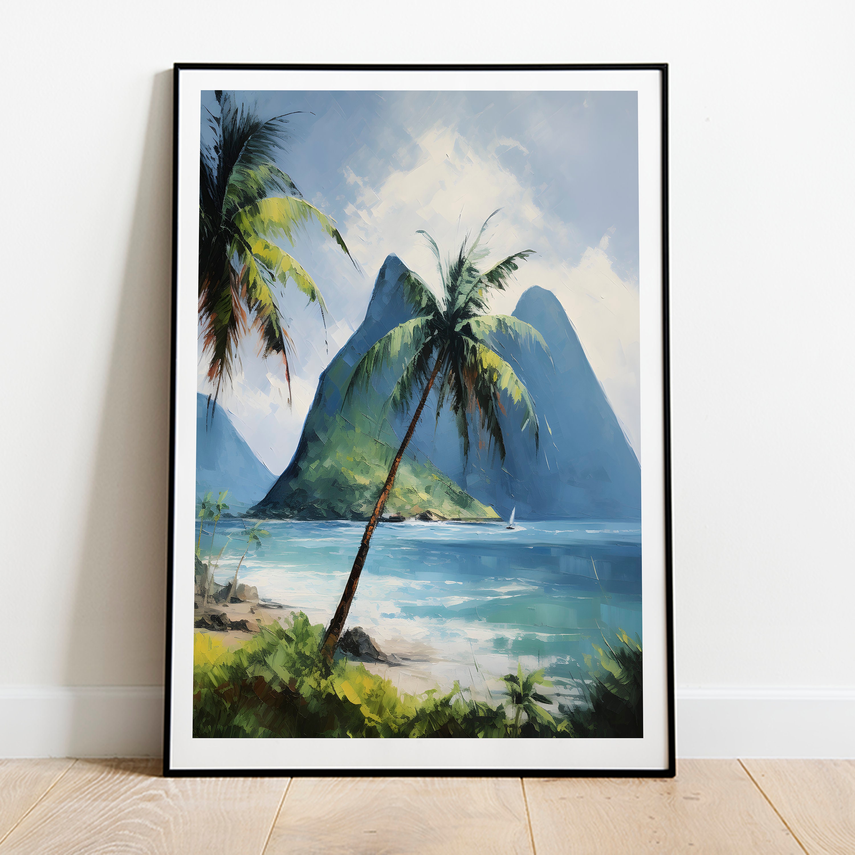St Lucia, Pitons, Caribbean, Beautiful Artwork, Portrait Poster ...