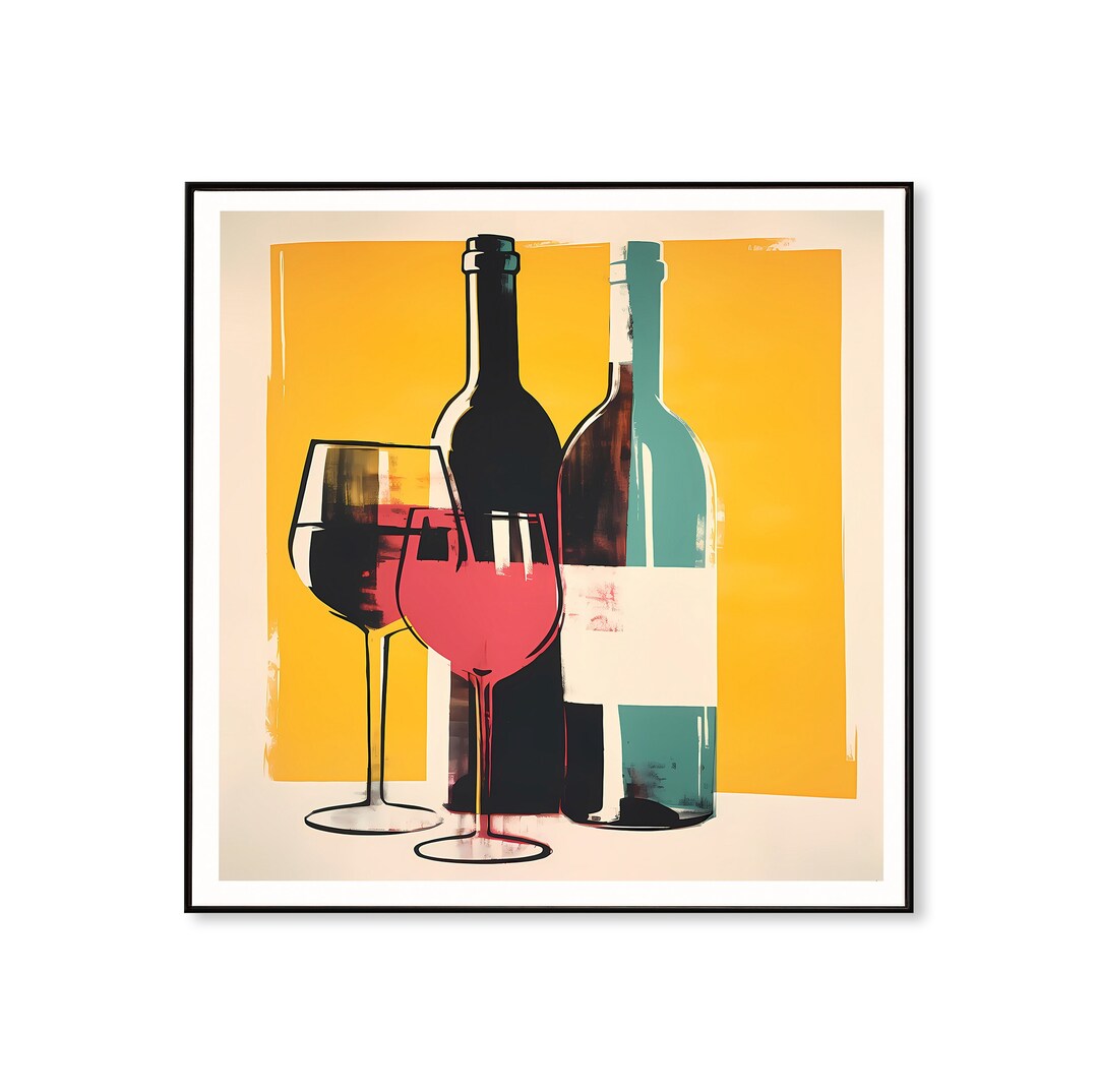 Vivid Vino Vision Abstract Wine & Glasses Painting, Unique Home Decor ...