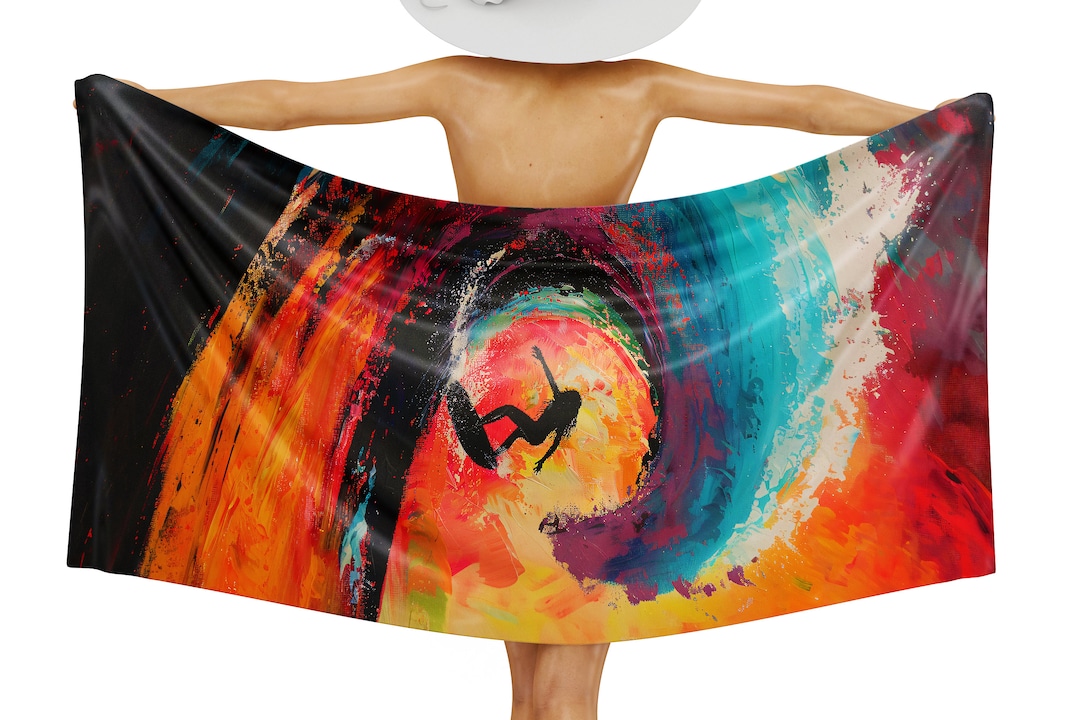 Surfing Towel, Surfer Beach Towel, Multicoloured Towel, Chic Towel ...