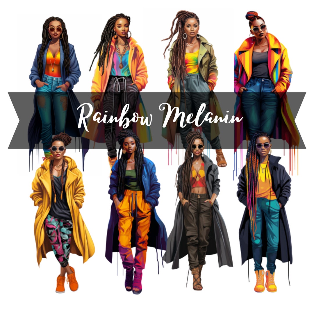 Rainbow Melanin Clipart - Black Women, Digital Art, AI Generated, Art ...