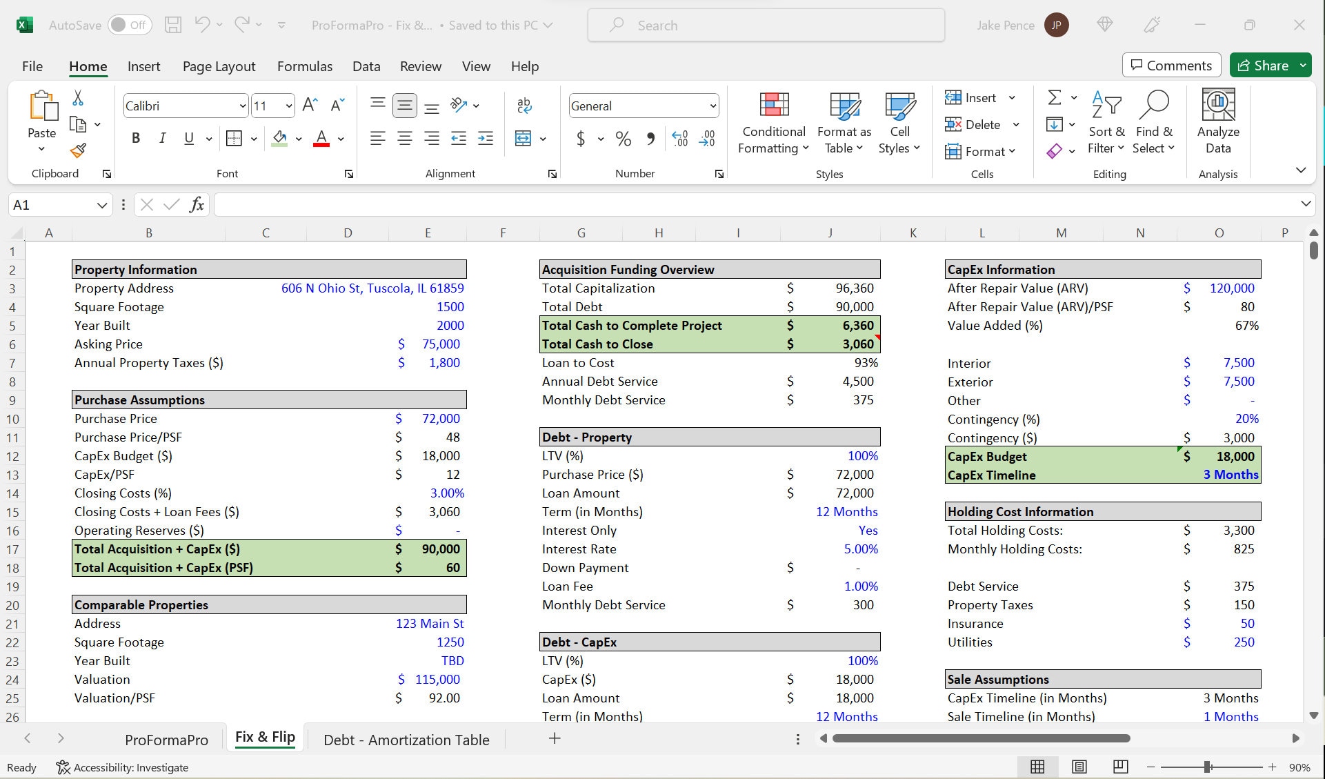 Fix And Flip Real Estate Investment Calculator Microsoft Excel Etsy