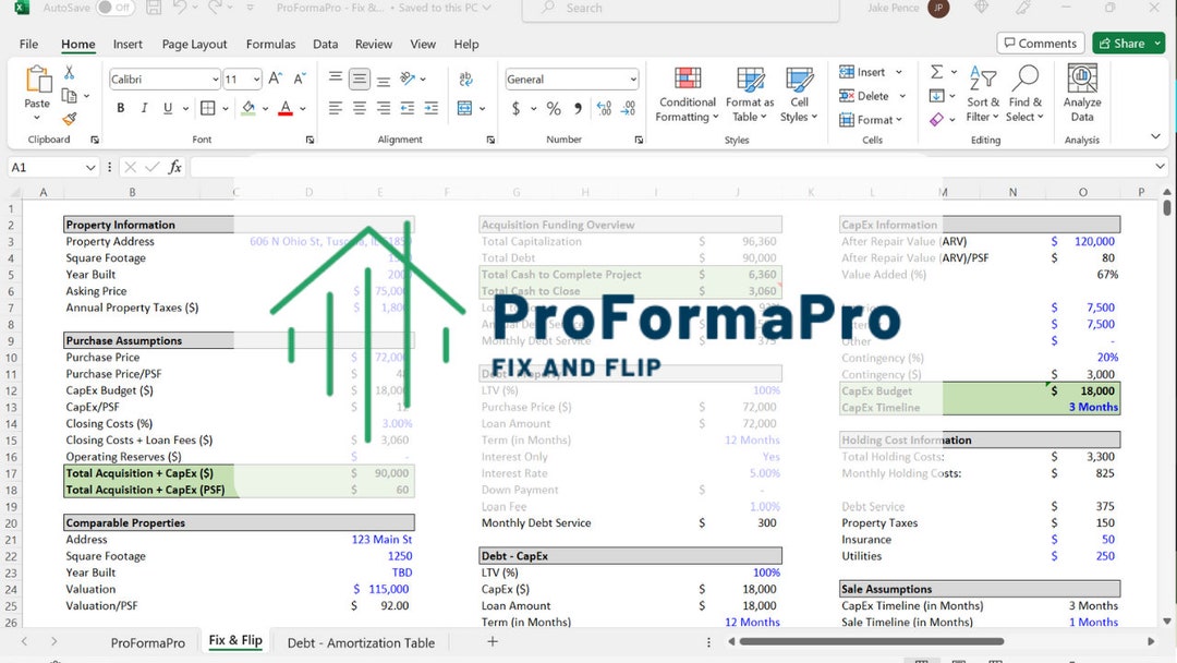 Fix And Flip Real Estate Investment Calculator Microsoft Excel Etsy