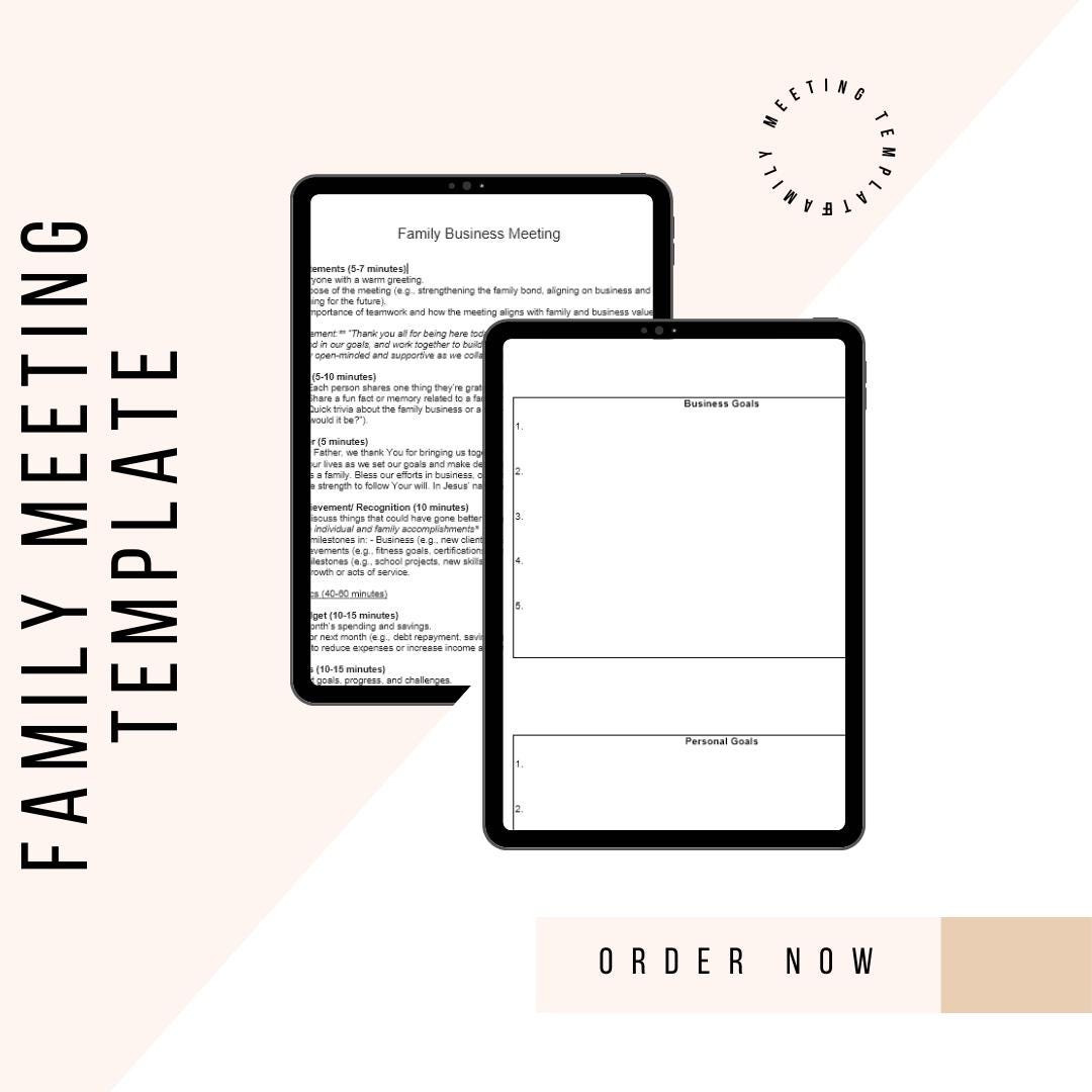 Family Meeting Template & Breakdown | Customize | Edit | Monthly ...