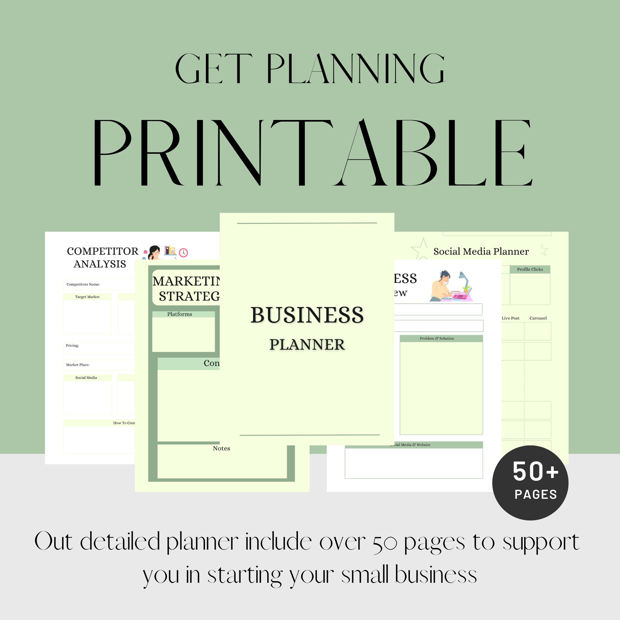 Minimalist Editable Business Planner, Printable Business Planner Bundle ...