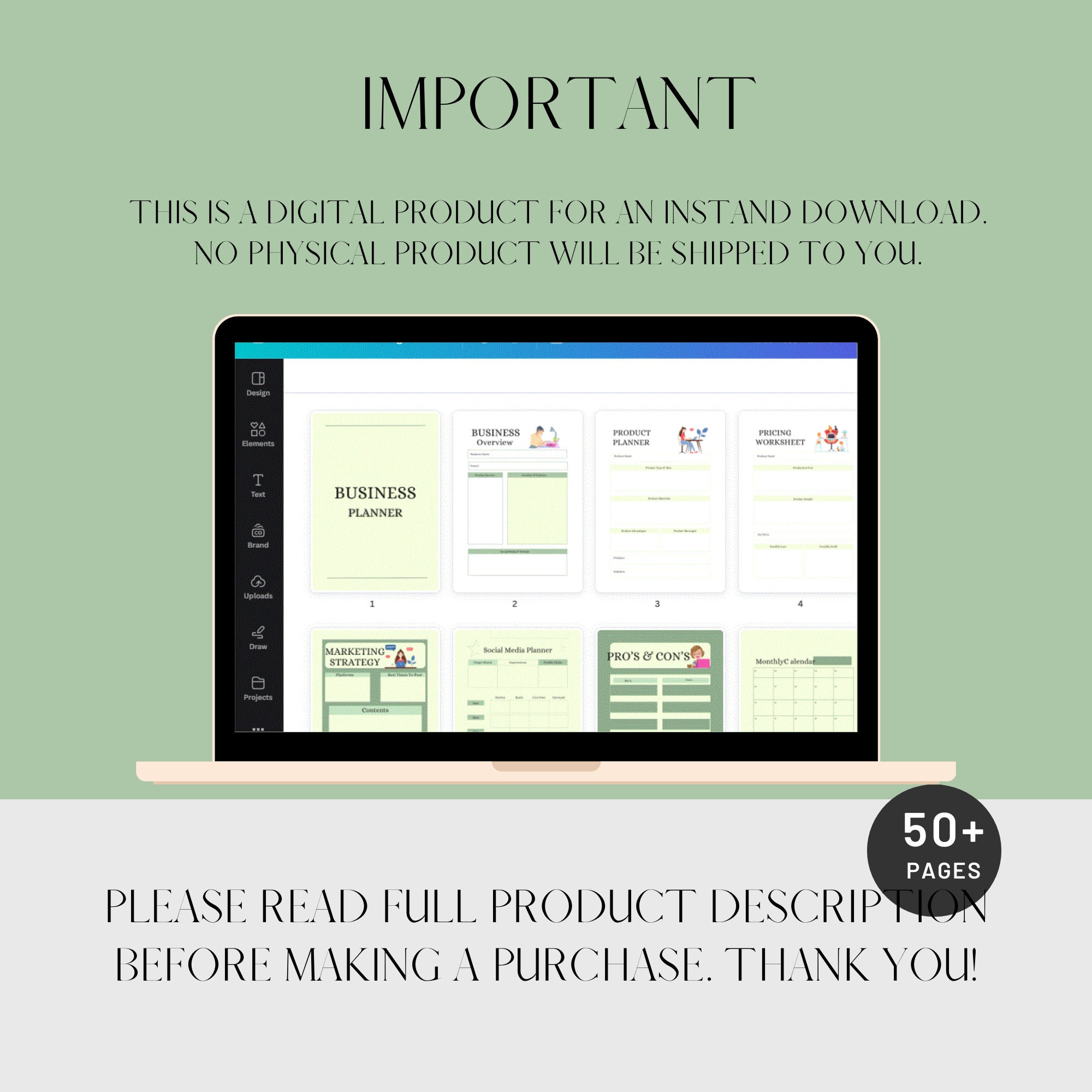 Minimalist Editable Business Planner, Printable Business Planner Bundle ...