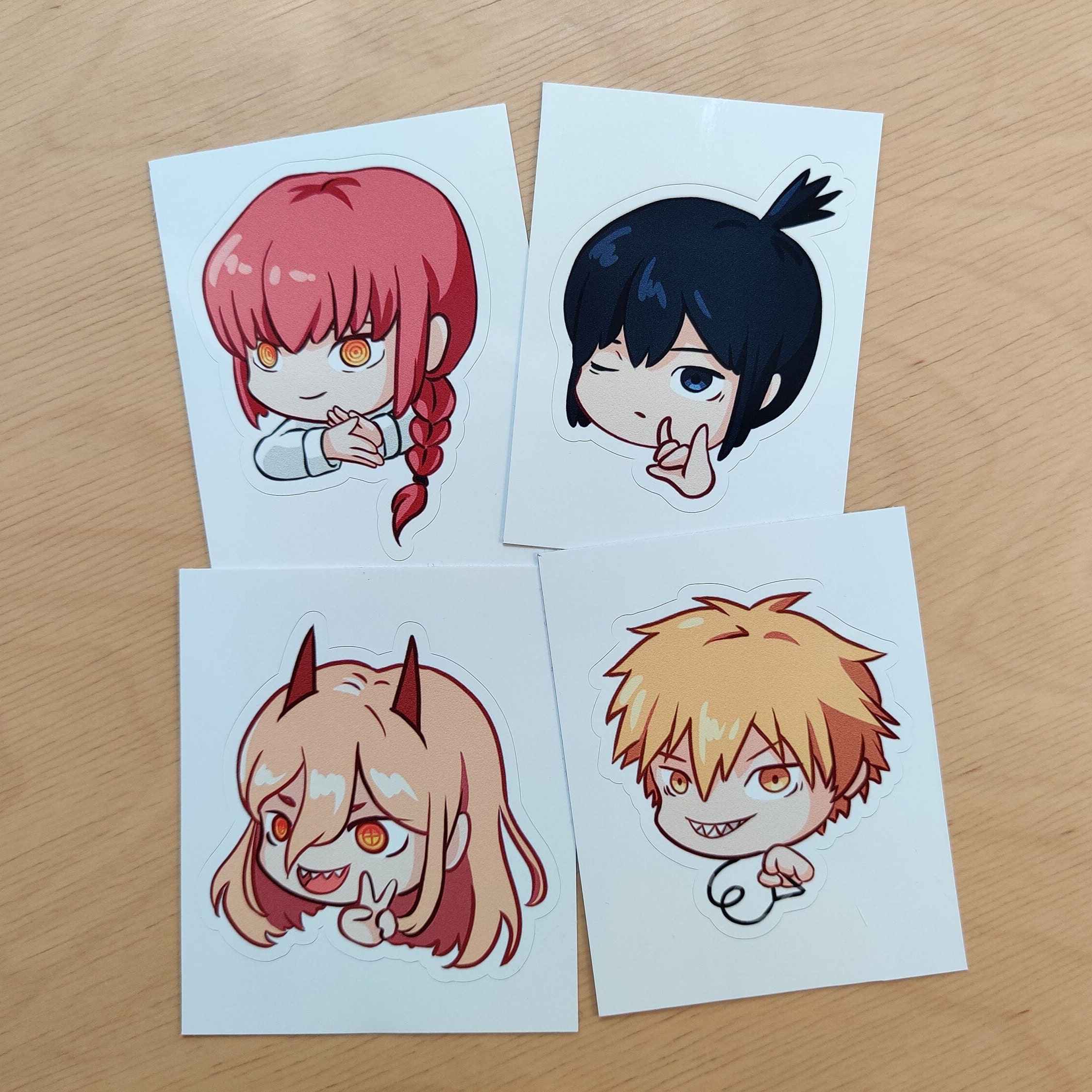 Chainsaw Man Chibi Stickers aki, Denji, Makima, Power Set of 4 Stickers ...