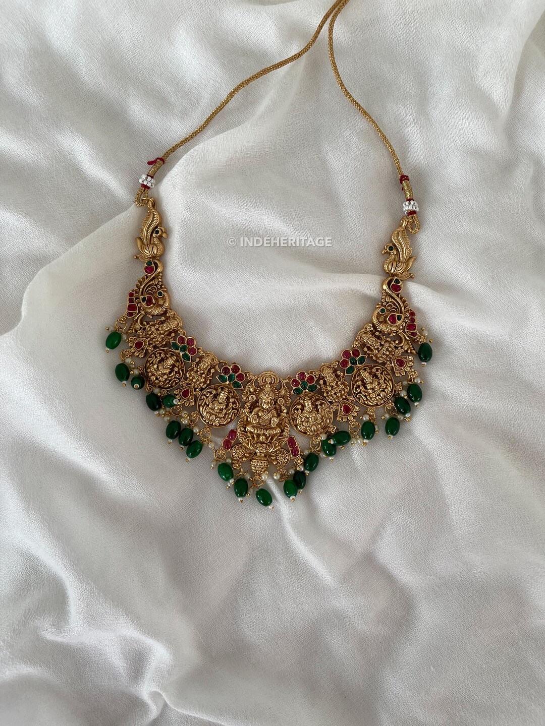 Devi Necklace Set Traditional Indian Kemp Stone Necklace Set Kemp Indian Earring South Indian ...