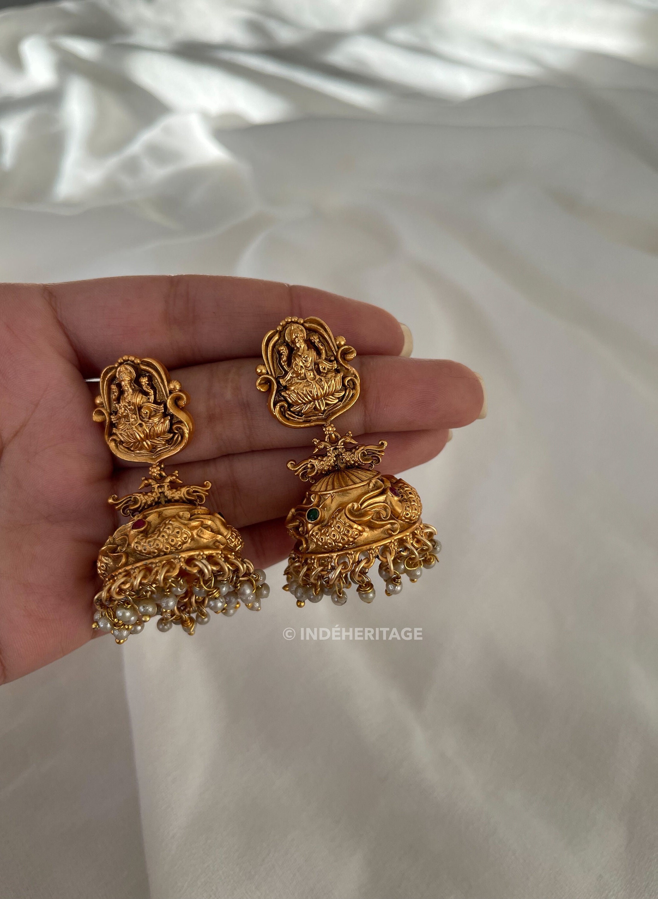 Vaani Jhumka Earrings Traditional Indian Kemp Jhumka Pearl Indian ...