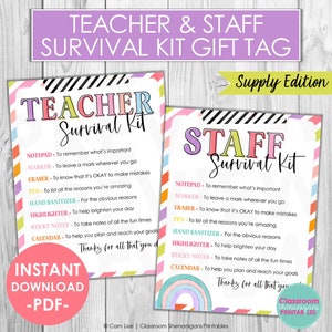 Teacher Survival Kit Printable | Teacher Staff Appreciation Gift Tag ...