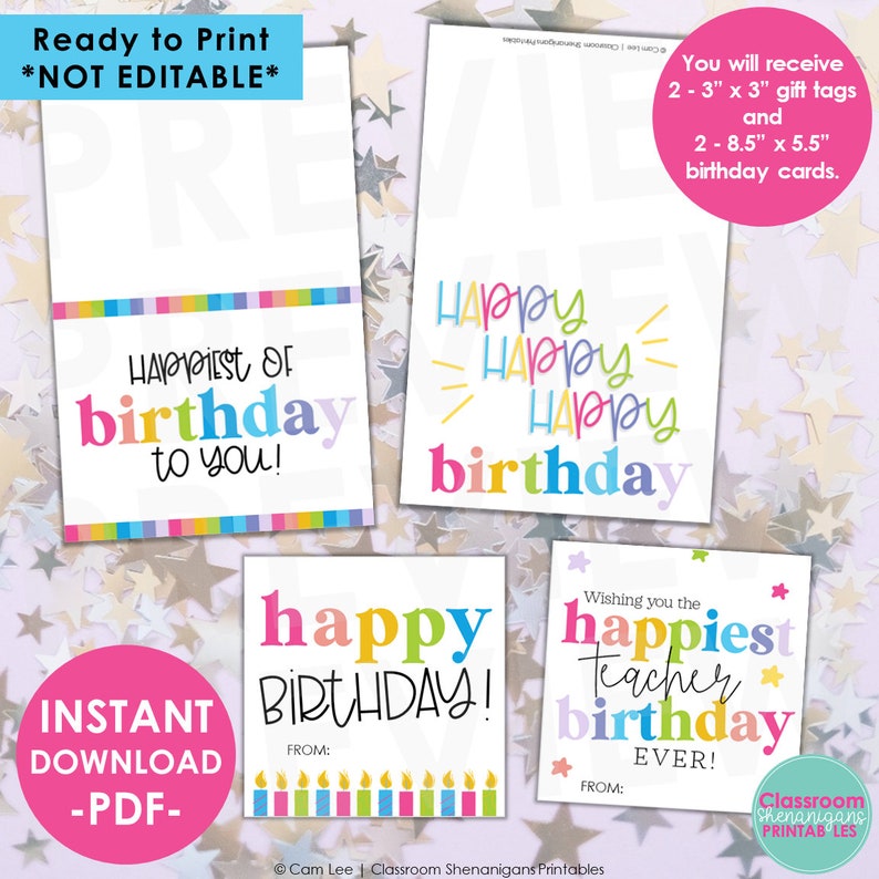 Happy Birthday Printable | Happy Birthday Gift Tags | Happy Birthday ...