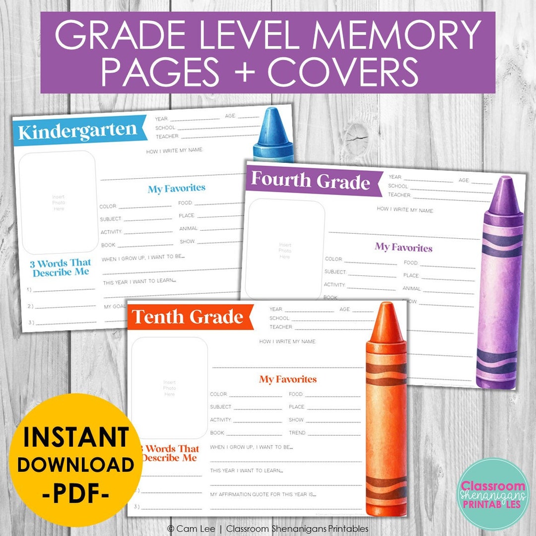 School Memory Box Printable | Kids Keepsake Journal | First Day of ...