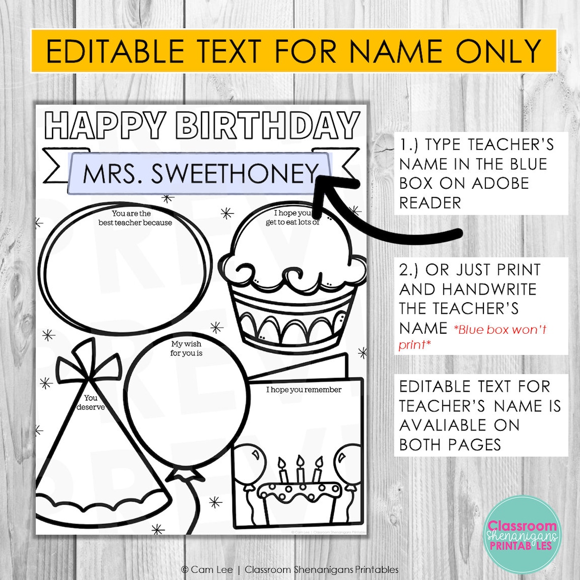 Happy Birthday Teacher Printable | Teacher Birthday Card | Teacher ...