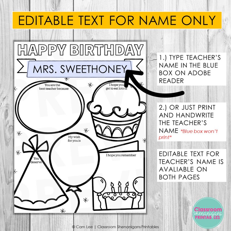 Happy Birthday Teacher Printable | Teacher Birthday Card | Teacher ...