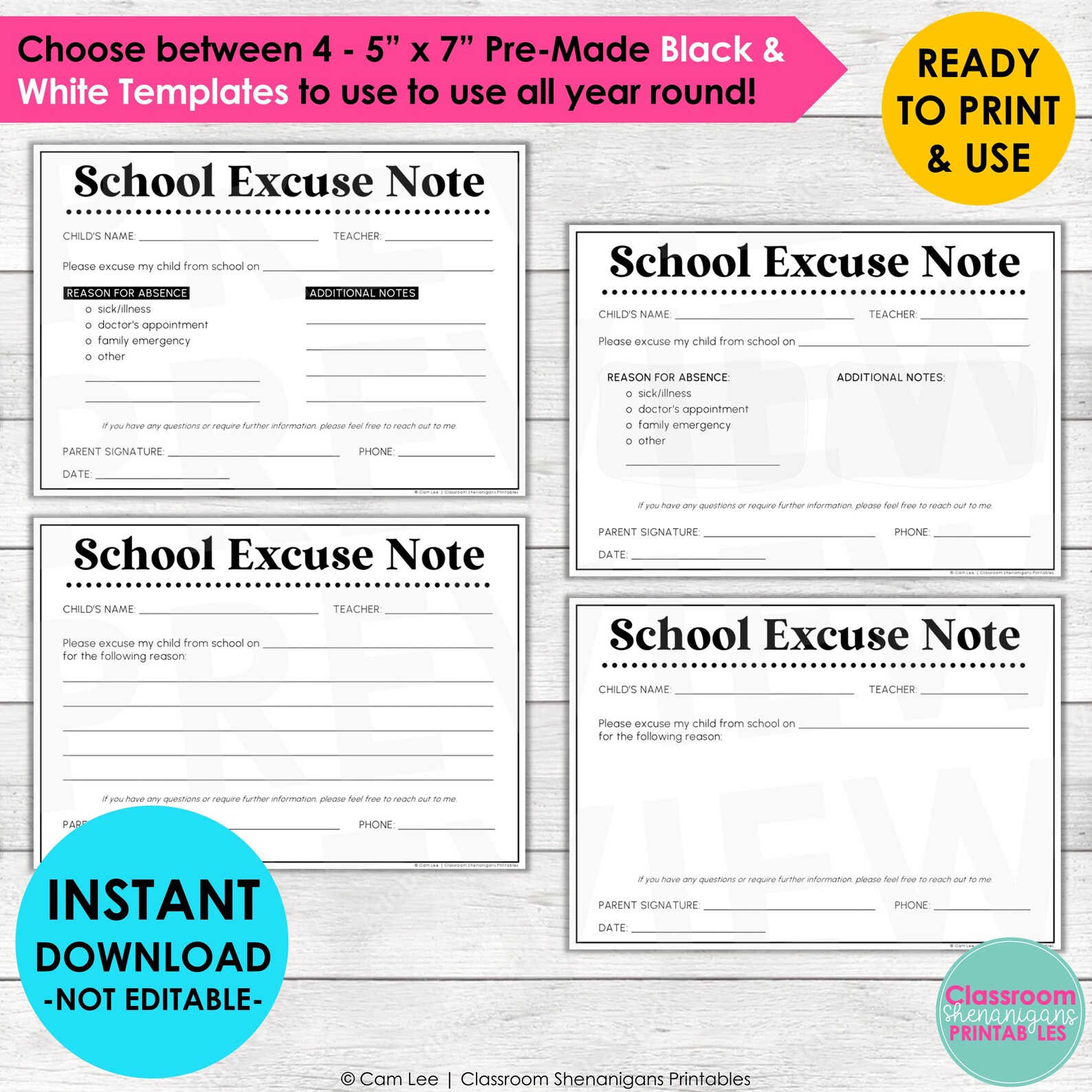 Excuse Note to School Template | School Note From Home | Excuse Note ...