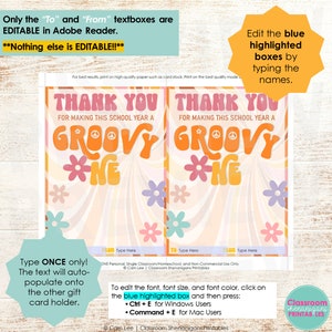 Groovy Teacher Printable Gift Card Holder | Happy Teacher Appreciation ...