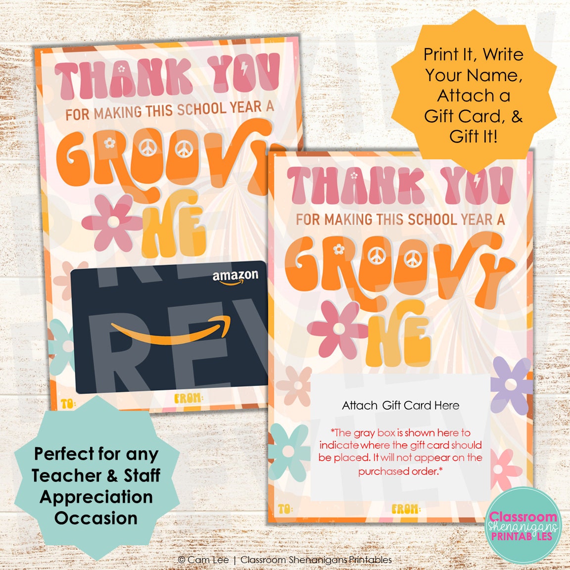 Groovy Teacher Printable Gift Card Holder Happy Teacher Appreciation ...