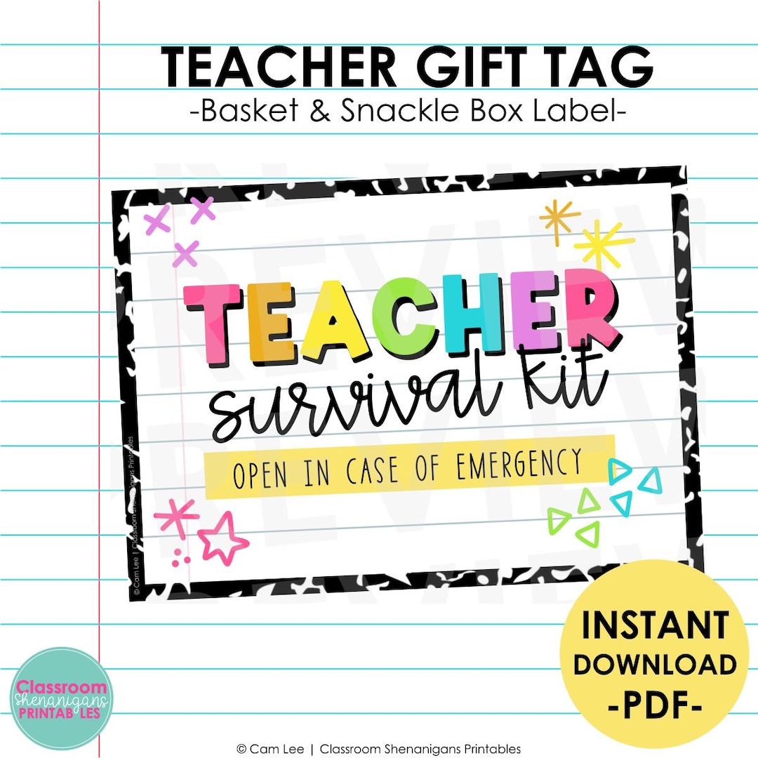 Teacher Survival Kit Printable Label | Instant Download | DIY Teacher ...