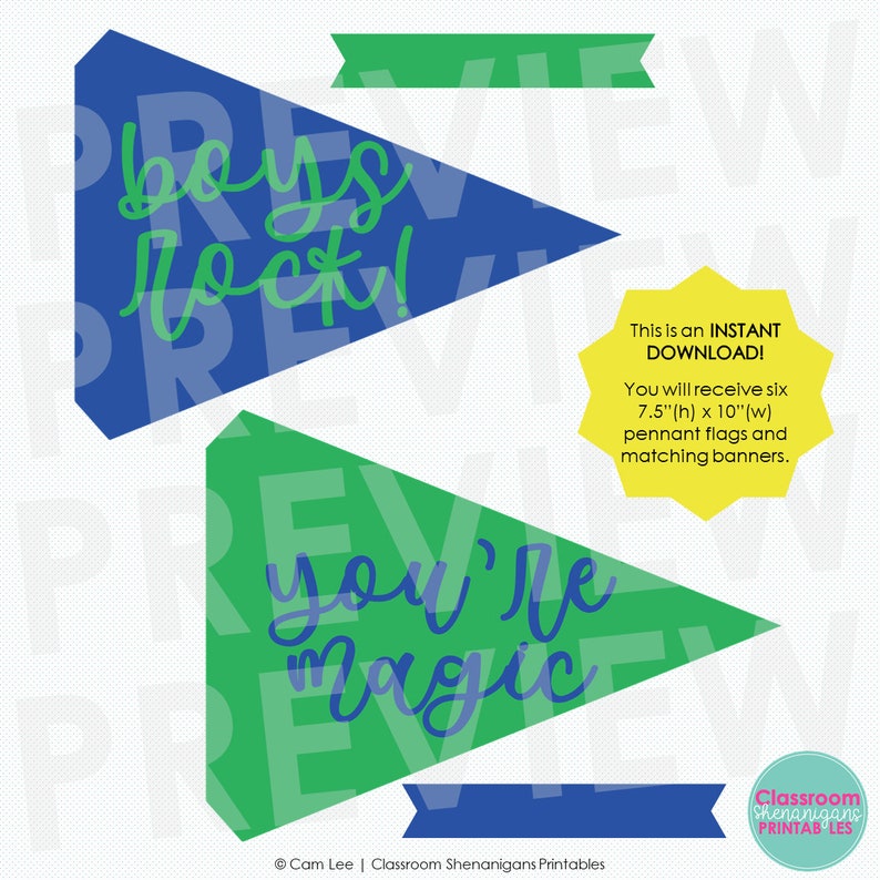 Printable Pennant Banners for Boys | Printable Pennant Flag | Kids ...