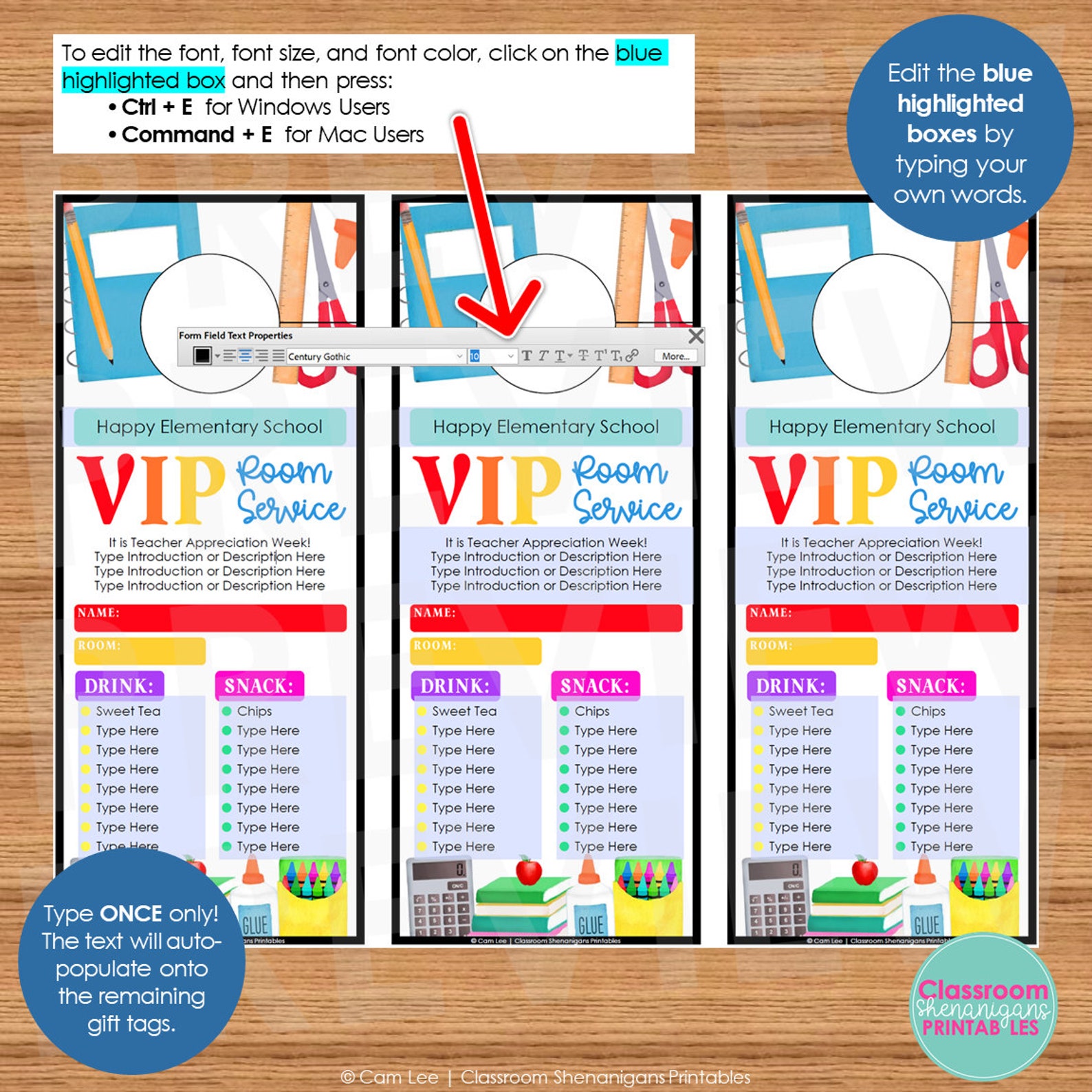 Editable Teacher Room Service Door Hanger | Teacher Appreciation Door ...