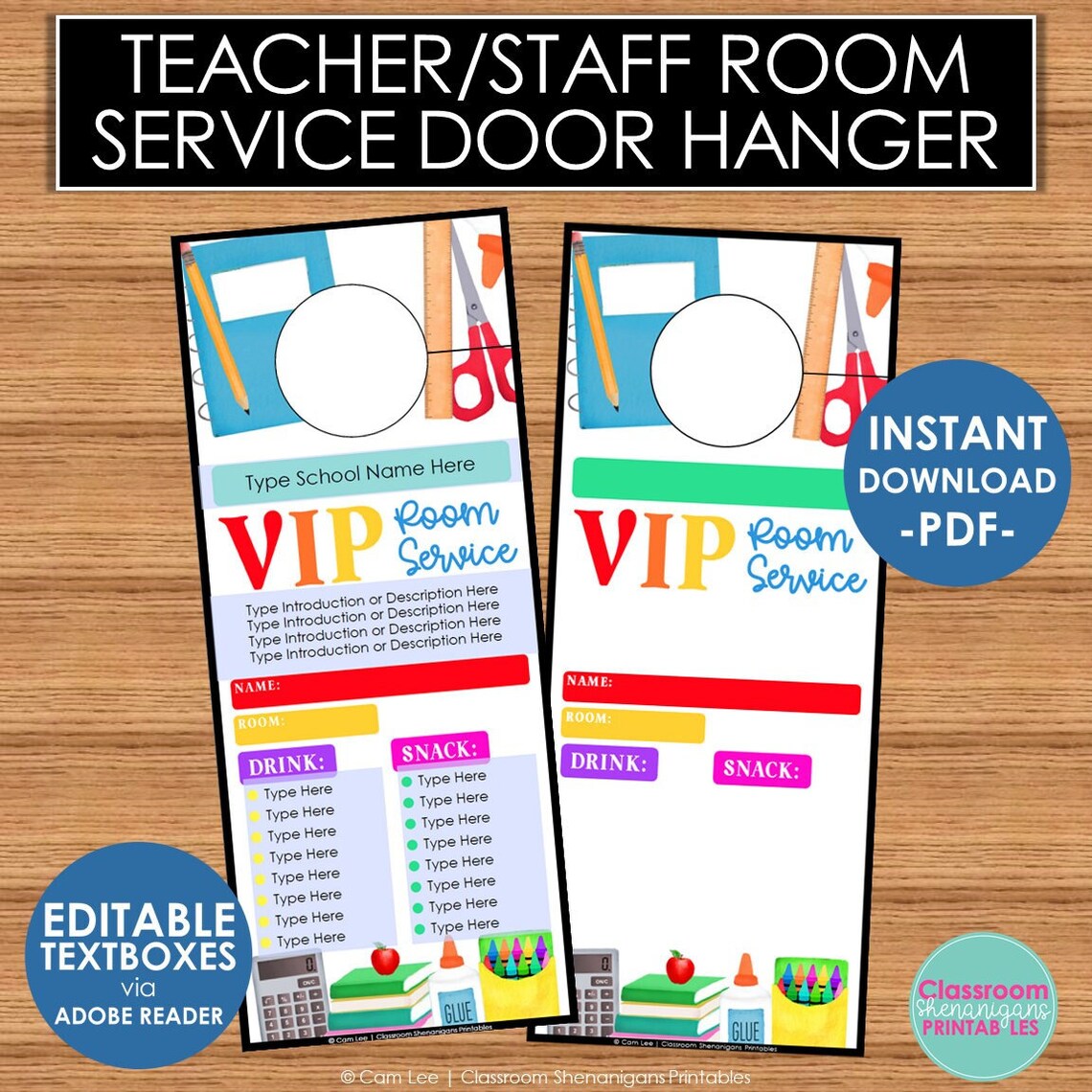 Editable Teacher Room Service Door Hanger | Teacher Appreciation Door ...
