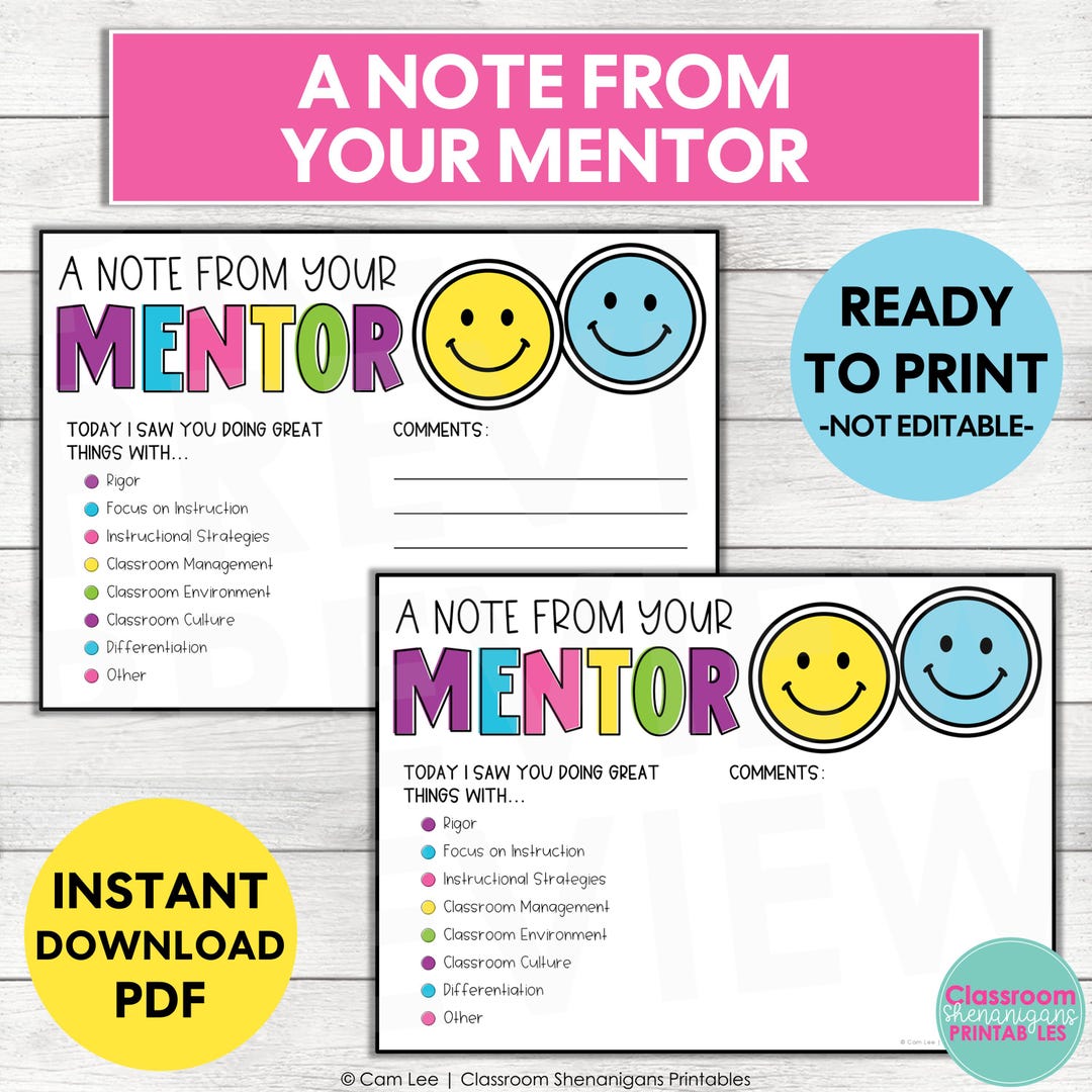 Teacher Mentor Mail Printable | A Note From Your Teacher Mentor ...