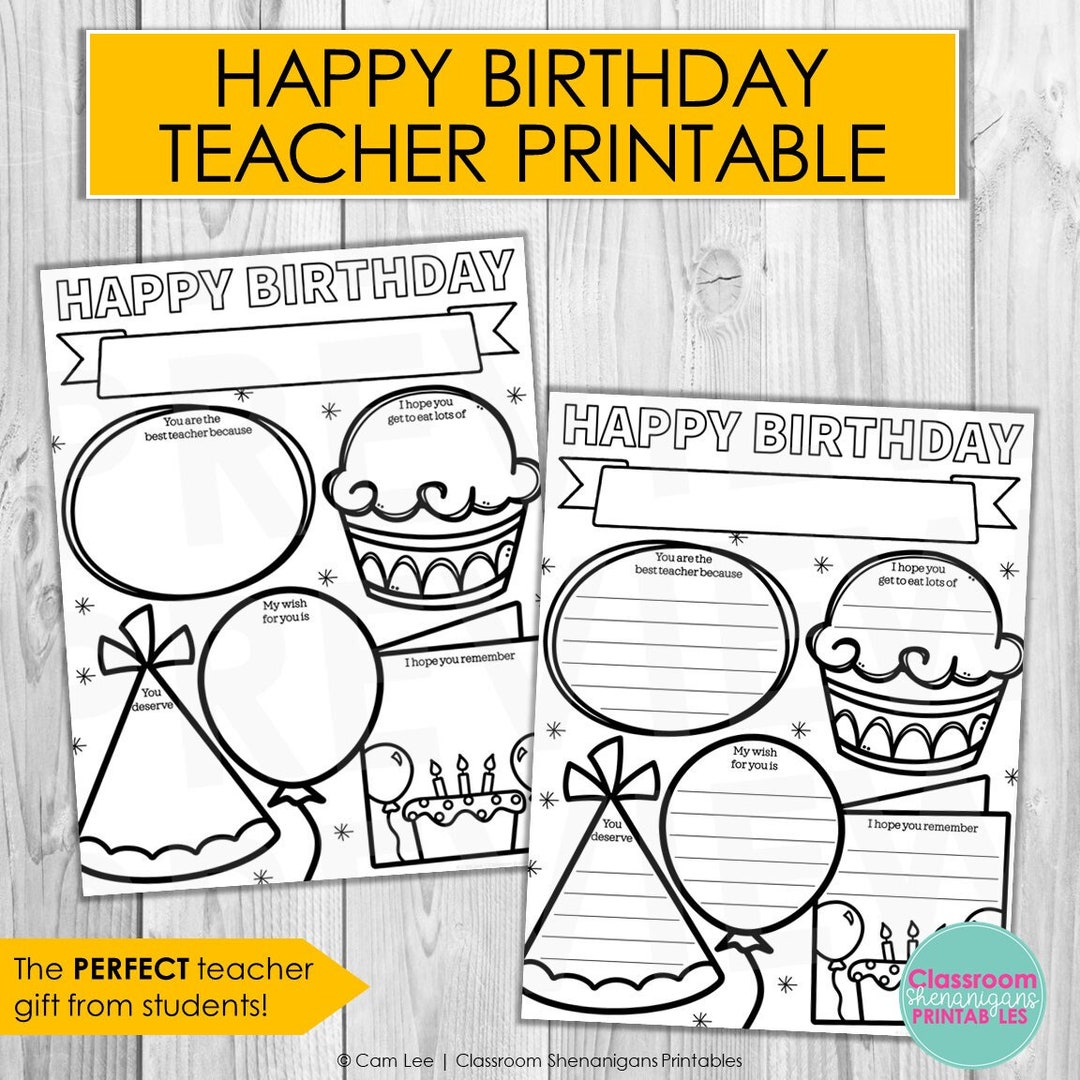 Happy Birthday Teacher Printable | Teacher Birthday Card | Teacher ...