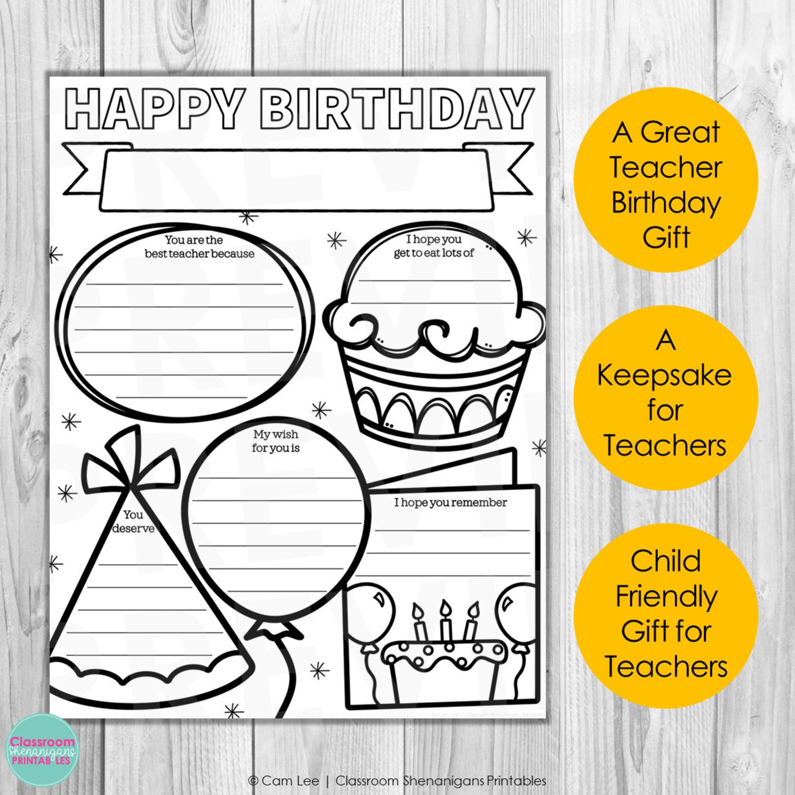 Happy Birthday Teacher Printable | Teacher Birthday Card | Teacher ...