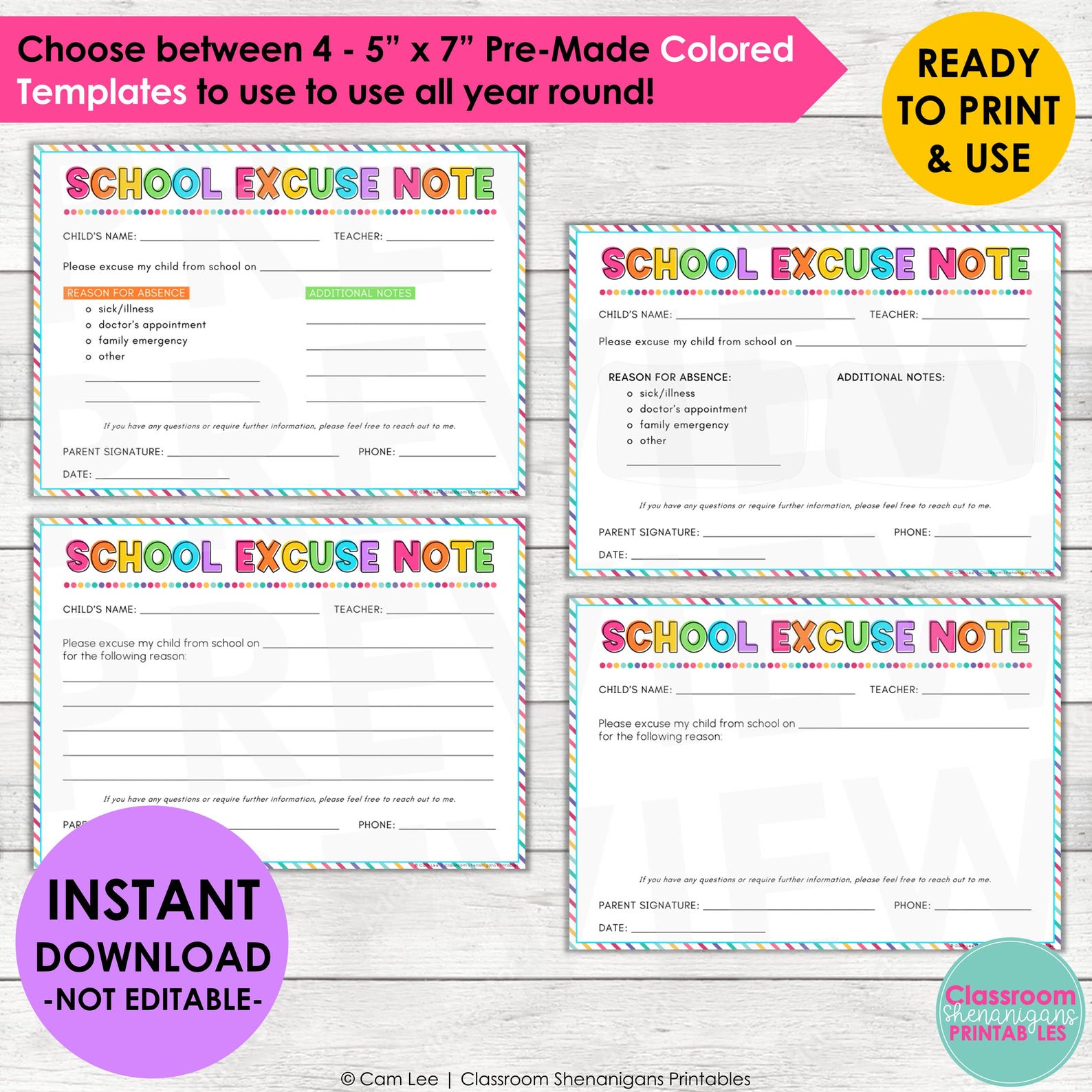 Excuse Note to School Template | School Note From Home | Excuse Note ...