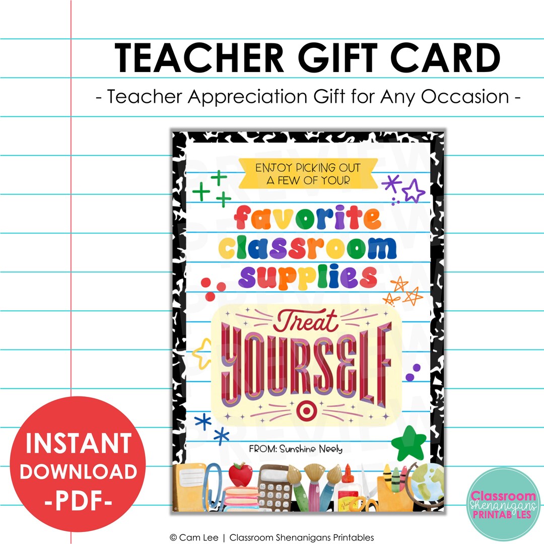 Printable Back to School Teacher Gift Card Holder | First Day Gift ...