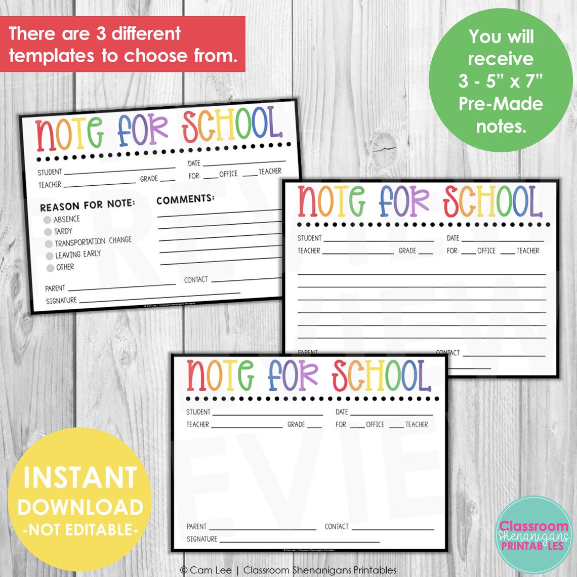 Note From Home Printable | Printable School Note | Note for School Card ...