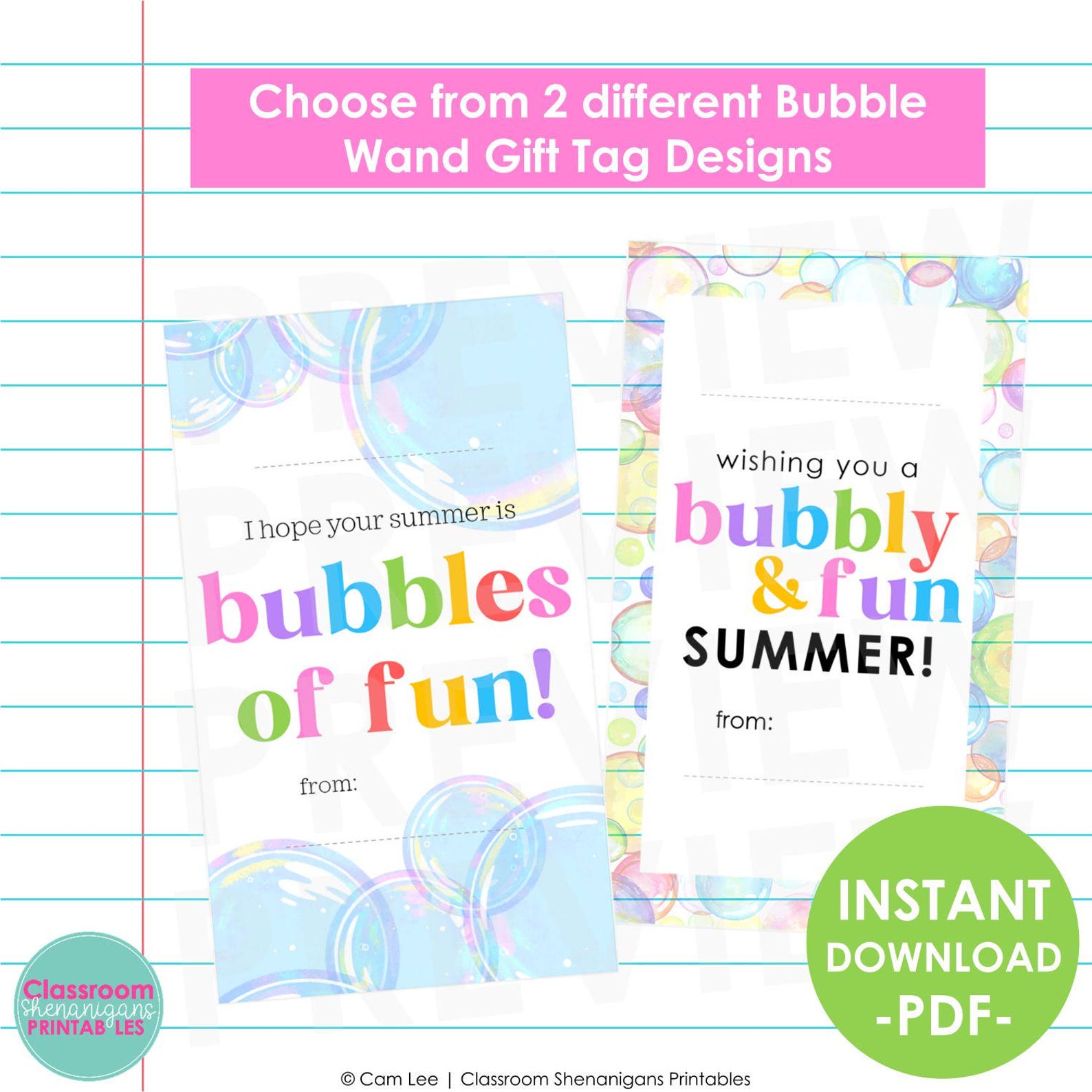 Bubbles With Fun Wand Gift Tags | End of Year Student Gift Tag ...
