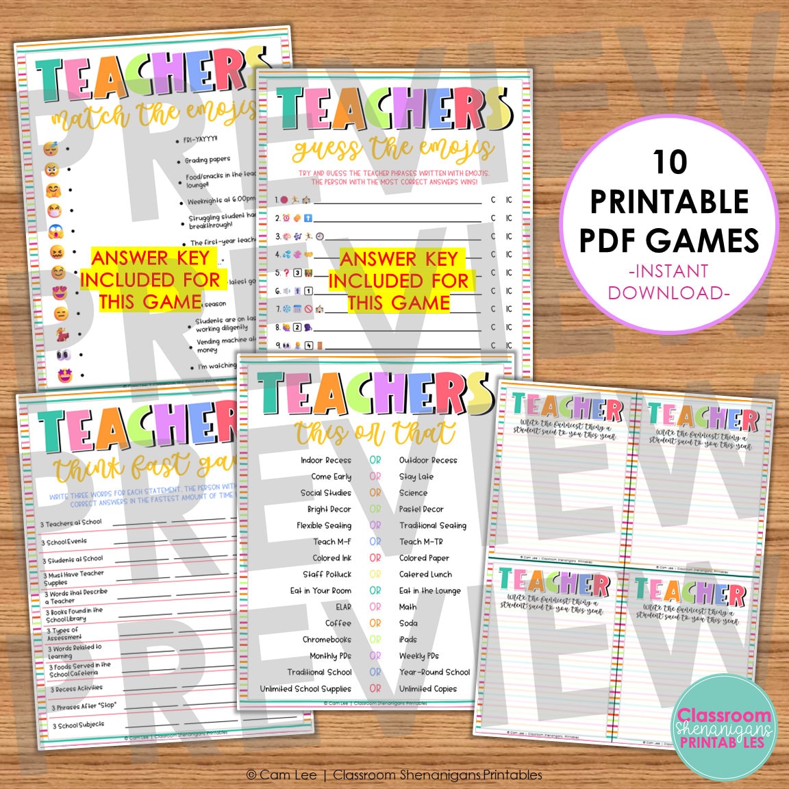 Teacher Appreciation Week Games | Printable Staff Morale Ice Breakers ...