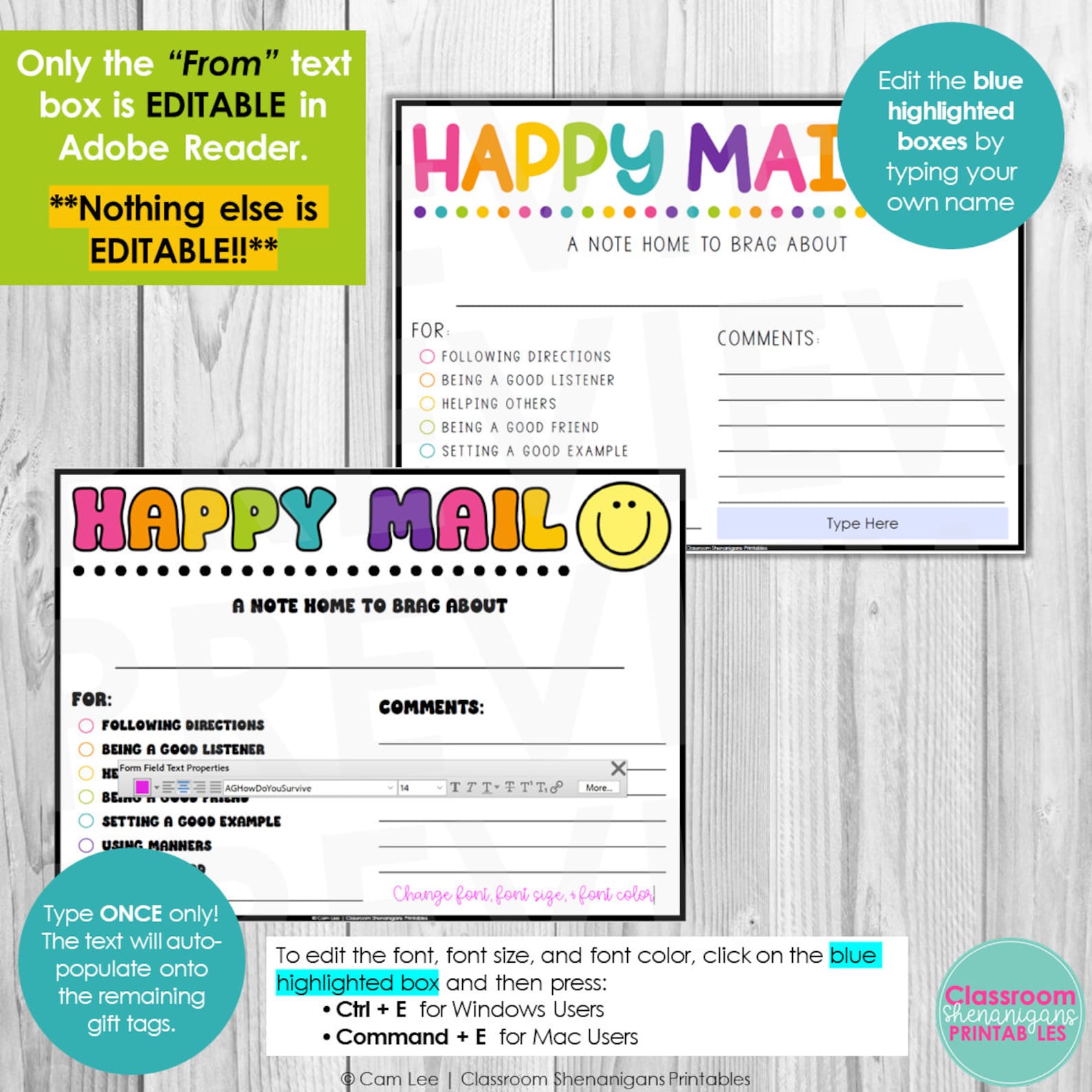 Colorful Happy Mail Positive Note From the Teacher Teacher Feedback ...