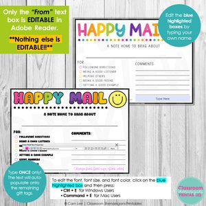 Colorful Happy Mail | Positive Note From the Teacher | Teacher Feedback ...