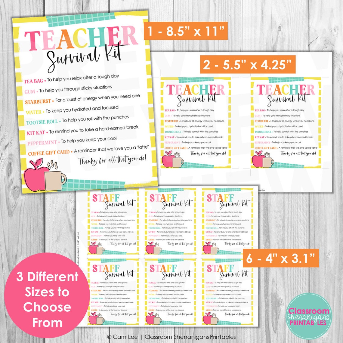 Teacher Survival Kit Printable | Teacher Staff Appreciation Gift Tag ...