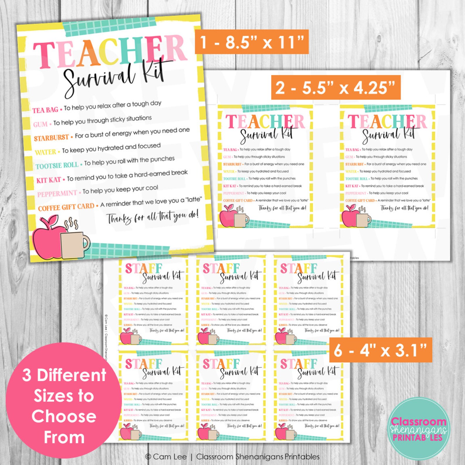 Teacher Survival Kit Printable | Teacher Staff Appreciation Gift Tag ...
