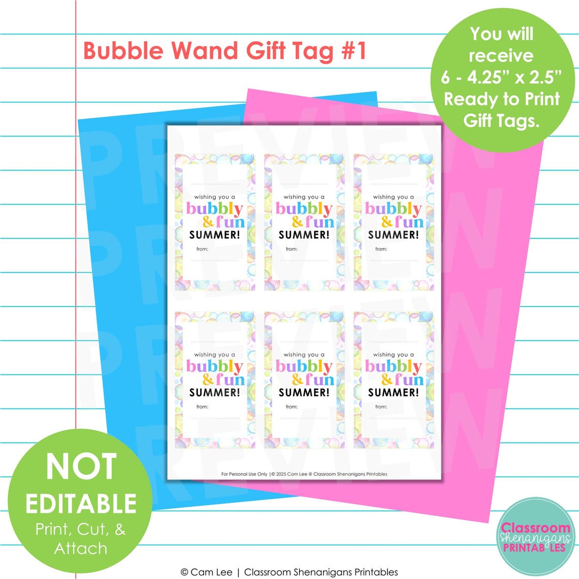 Bubbles With Fun Wand Gift Tags | End of Year Student Gift Tag ...