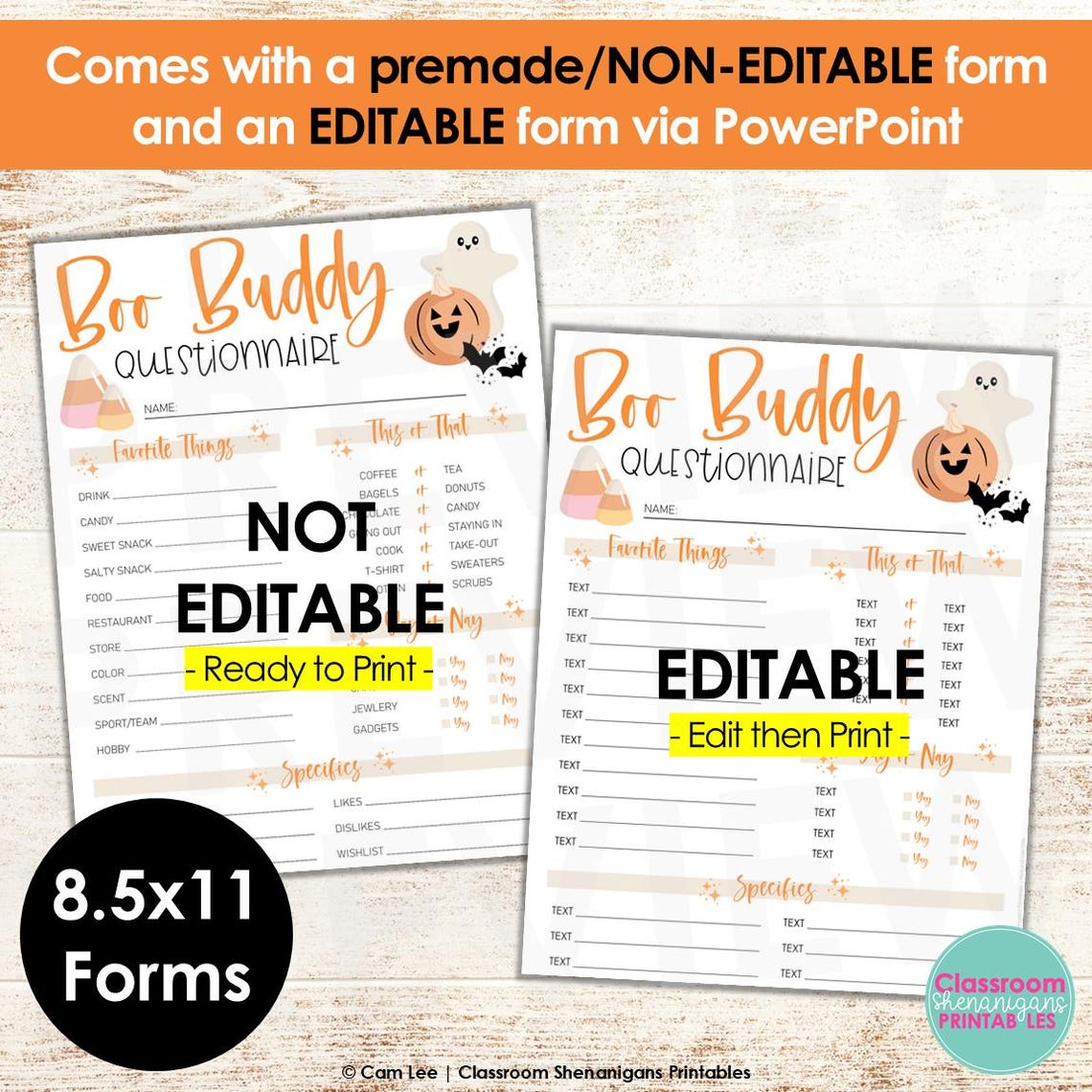 Halloween Boo Buddy Questionnaire Kit | Boo Buddy Printable | Boo Buddy ...