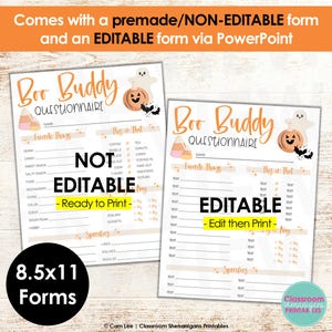 Halloween Boo Buddy Questionnaire Kit | Boo Buddy Printable | Boo Buddy ...