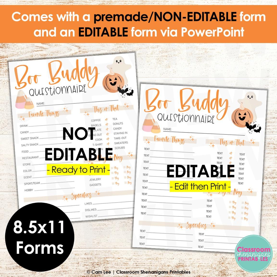 Halloween Boo Buddy Questionnaire Kit | Boo Buddy Printable | Boo Buddy ...
