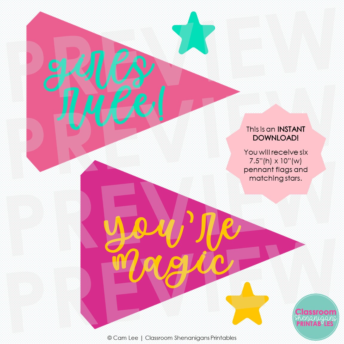 Printable Pennant Banners for Girls | Printable Pennant Flag | Kids ...