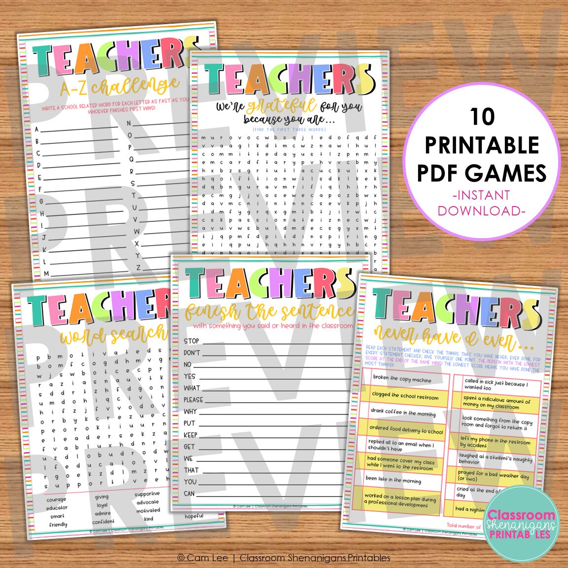 Teacher Appreciation Week Games | Printable Staff Morale Ice Breakers ...
