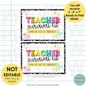 Teacher Survival Kit Printable Label | Instant Download | DIY Teacher ...