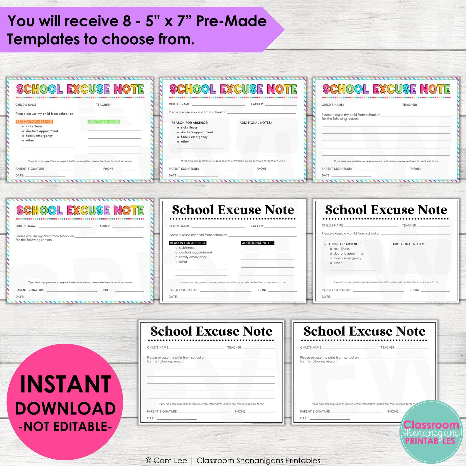 Excuse Note to School Template | School Note From Home | Excuse Note ...