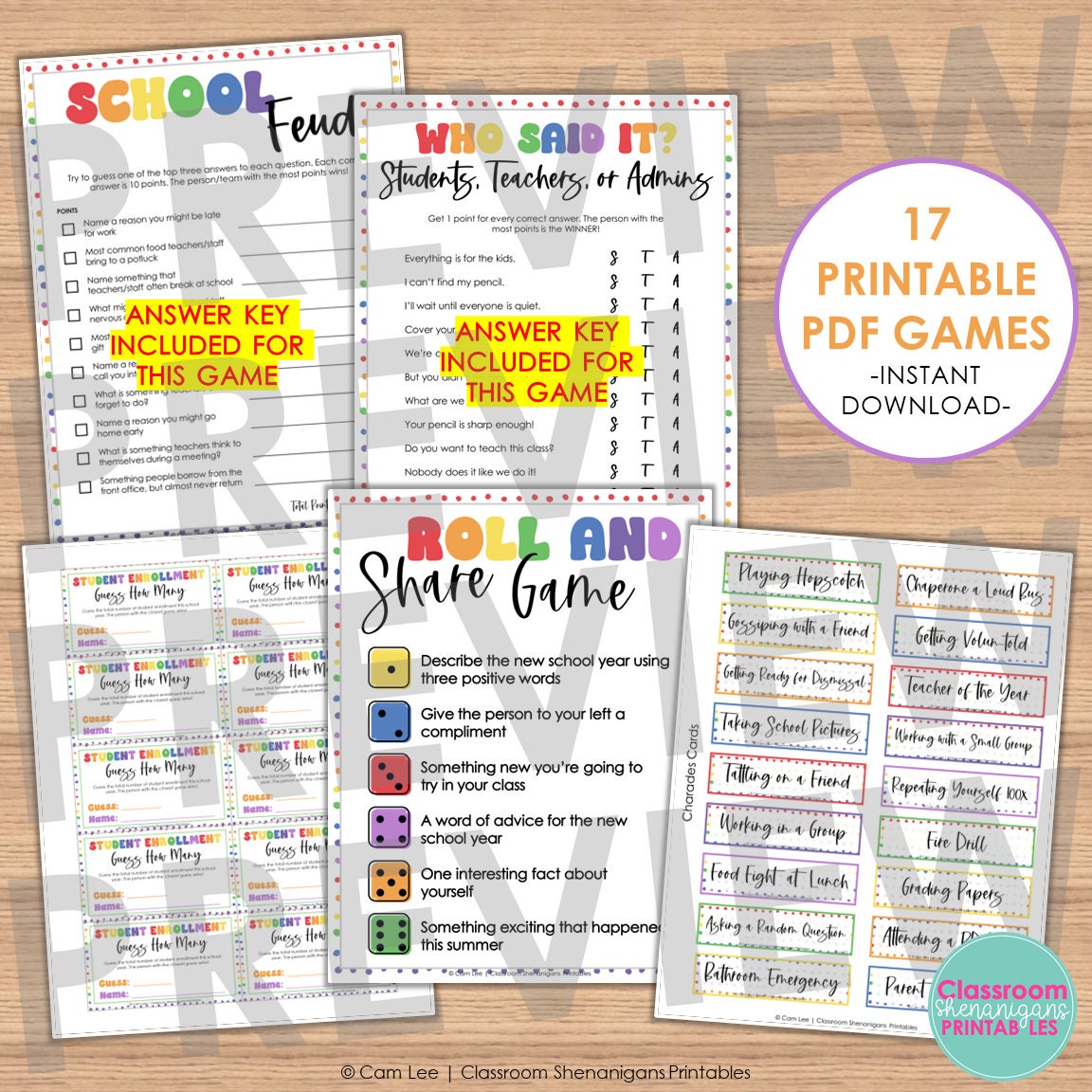 Teacher Back to School Games | Printable Staff Morale Ice Breakers ...